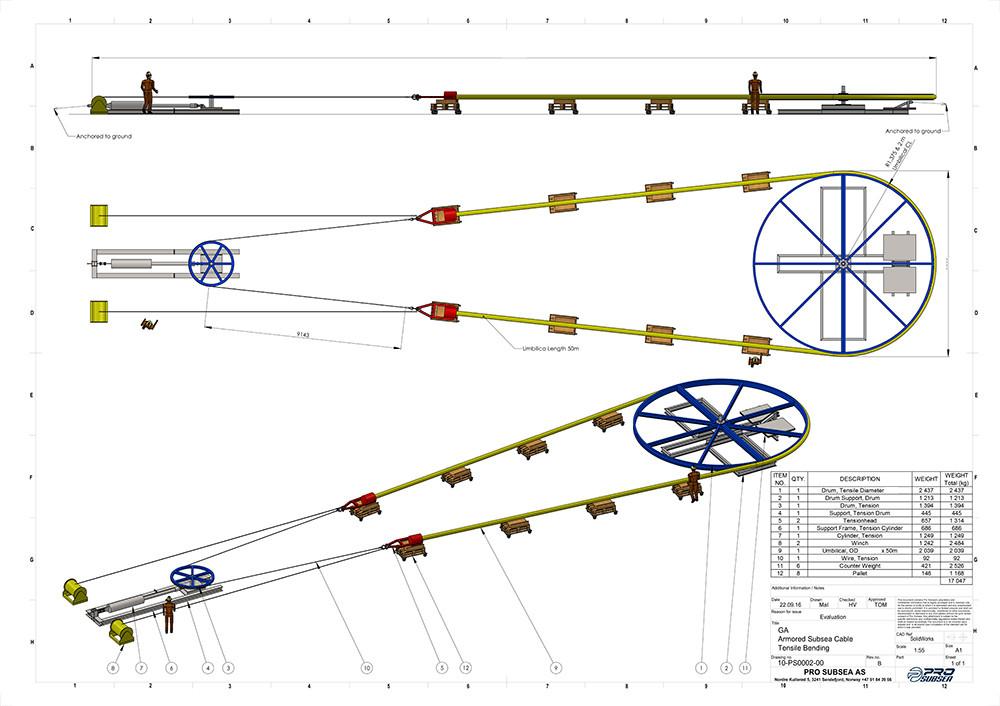 Rental Tensile Bending Test Rig according to Cigré Electra 171 – Pro Subsea
